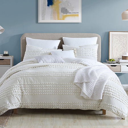 Swift Home Magnificent Marilla Dot 5 Piece Comforter Set  Full/Queen - Ivory