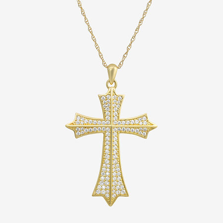 Click here for Mens White Cubic Zirconia 14K Gold Cross Pendant N... prices