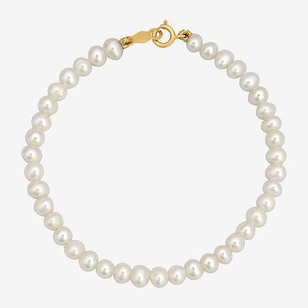 Click here for Girls White Cultured Freshwater Pearl 14K Gold Rou... prices
