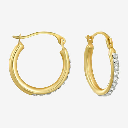 Click here for Womens White Crystal 14K Gold 15mm Round Hoop Earr... prices