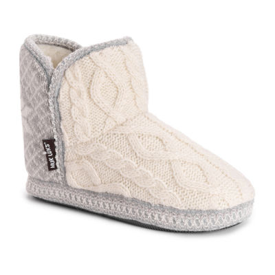 Muk Luks Womens Bootie Slippers, Color: Ivory Grey - JCPenney