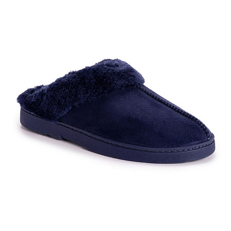 Muk Luks Womens Faux Suede Clog Slippers - Royal blue