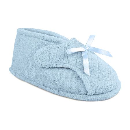 Muk Luks Womens Micro Chenille Adjustable Bootie Slippers - Blue