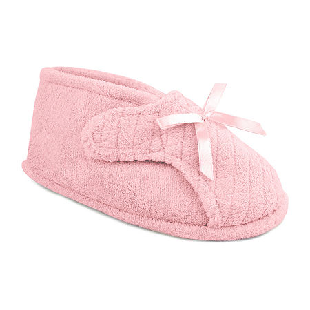 Muk Luks Womens Micro Chenille Adjustable Bootie Slippers - Pink