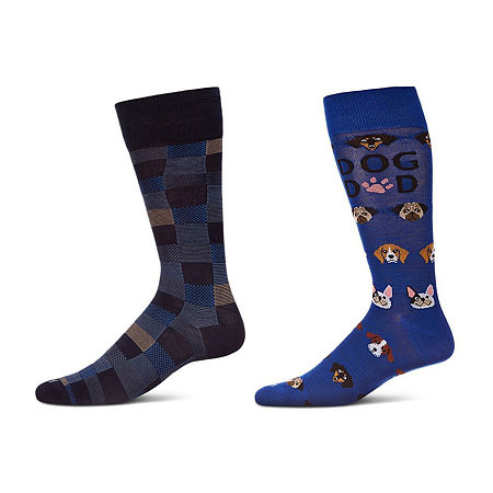 Click here for MeMoi Mens 2 Pair Crew Socks  10-13  Blue prices