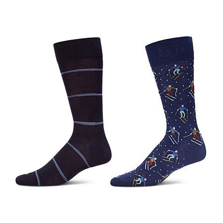 Click here for MeMoi Mens 2 Pair Crew Socks  10-13  Blue prices