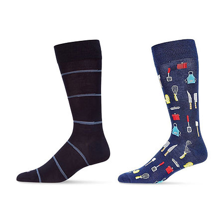 Click here for MeMoi Mens 2 Pair Crew Socks  10-13  Blue prices