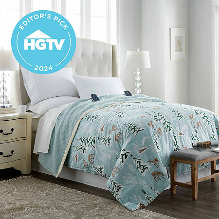 Micro Flannel(R) Reverse-Sherpa Winter Wonderland Electric Blanket