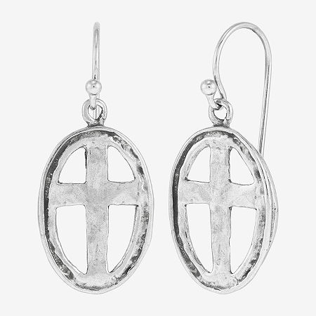 Click here for Silpada Cross Womens Sterling Silver Oval Drop Ear... prices