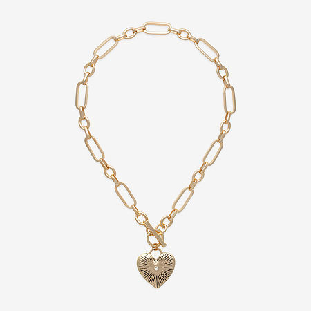 Click here for Bold Elements Gold Tone Womens Glass Heart 18 Inch... prices