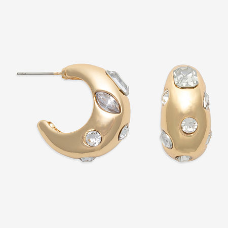 Click here for Bold Elements Gold Tone Womens Glass 25.1mm Hoop E... prices