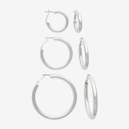 Click here for Bold Elements Silver Tone Womens 3 Pair Earring Se... prices