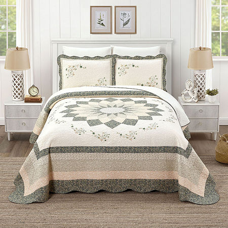 Click here for Modern Heirloom Harper Pieced Bedspread Floral Bed... prices