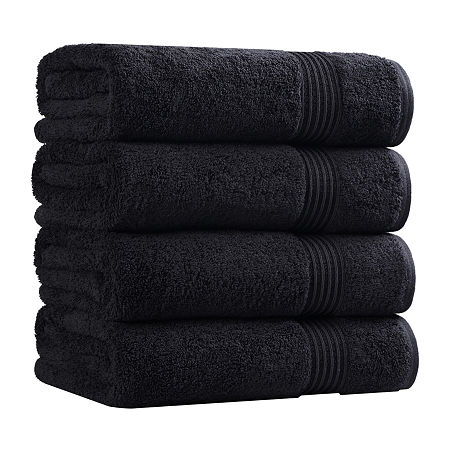 Superior Solid Quick Drying 100 Egyptian Cotton 4-Pc Bath Towel Set - Black