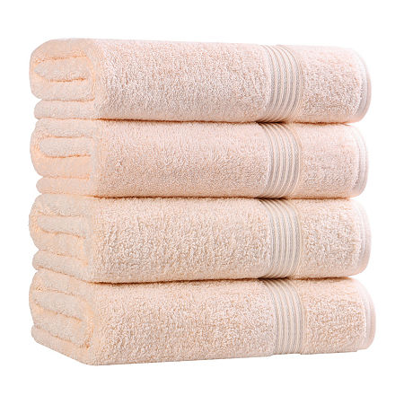 Superior Solid Quick Drying 100 Egyptian Cotton 4-Pc Bath Towel Set - Peach