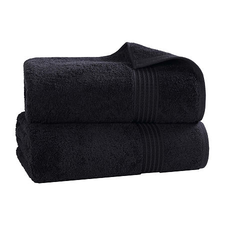 Superior Solid Quick Drying 100 Egyptian Cotton 2-Pc Bath Sheet Set - Black