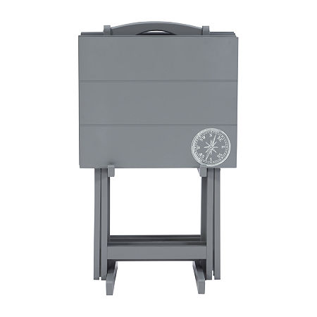 Click here for Compass 5-Piece Tv Tray Table Set  One Size  Gray prices