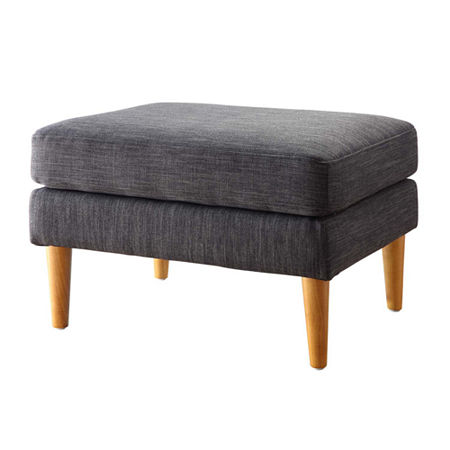 Convenience Concepts 27 Faux Linen Marlow Mid Century Ottoman - Dark Charcoal Gray Linen