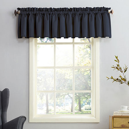 Grant Room Darkening Rod Pocket Curtain Valance - Navy