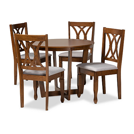 Aggie Modern and Contemporary Fabric Upholstered 5 Piece Dining Set - Gray