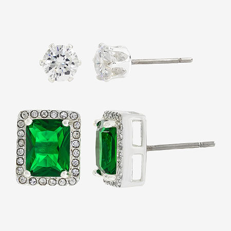 Click here for Sparkle Allure Womens Green Crystal 2 Pair Earring... prices