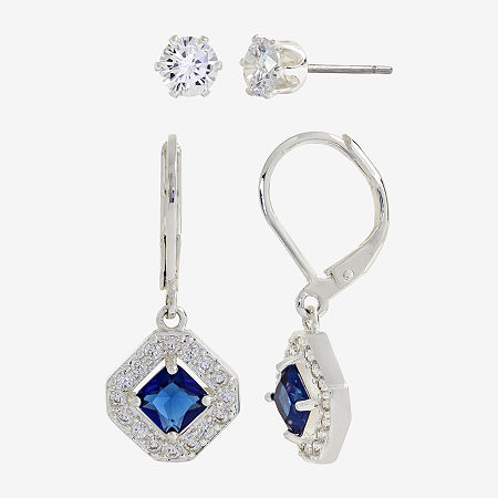 Click here for Sparkle Allure Womens Blue Crystal Square 2 Pair E... prices