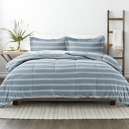 ienjoy Home Ultra Soft Stripe Reversible 2- Pc. Comforter Set  Twin - Light Blue