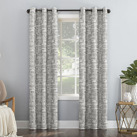 Parrish Distressed Grid Thermal Extreme 100 Blackout Grommet Curtain Panel - Gray