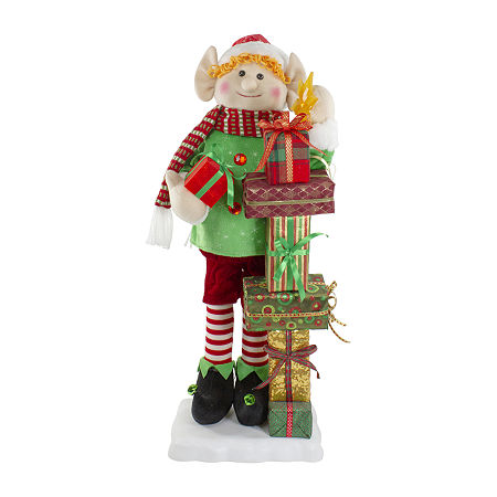 Northlight Santas Little Animated Elf With Lighted Star Musical Christmas Figure  30 - Red