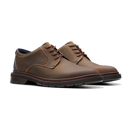 Clarks Mens Collection Burchill Derby Lace Up Dress Shoe - Beeswax Leather