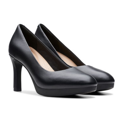 Clarks Womens Ambyr Closed Toe Flared Heel Pumps - JCPenney