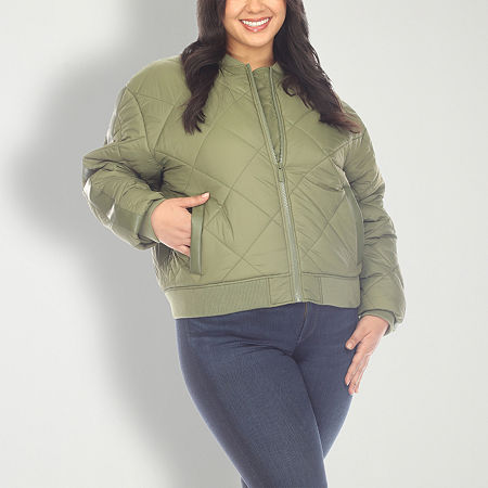 Click here for White Mark Plus Size Diamond Quilted Puffer Bomber... prices