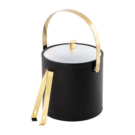 Kraftware Arc 3-pc. Ice Bucket + Tong Gold Trim Set  One Size  Black