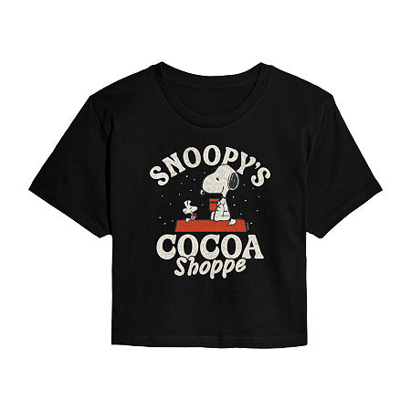 Click here for Peanuts Snoopy Cocoa Shoppe Cropped Tee Womens Cre... prices