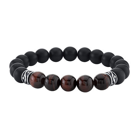 Click here for Mens Black Agate Sterling Silver Beaded Bracelet... prices