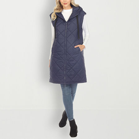 Click here for Womens White Mark Diamond Quilted Hooded Puffer Ve... prices