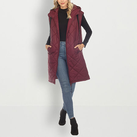 Click here for Womens White Mark Diamond Quilted Hooded Puffer Ve... prices