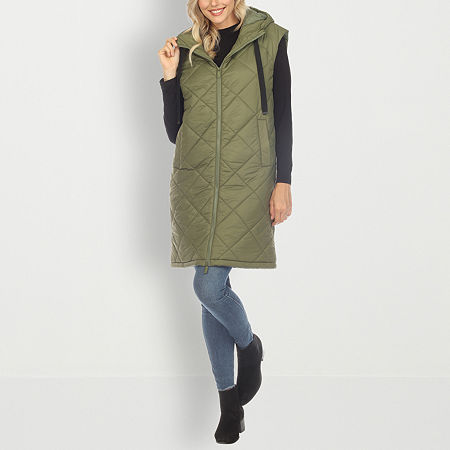 Click here for Womens White Mark Diamond Quilted Hooded Puffer Ve... prices