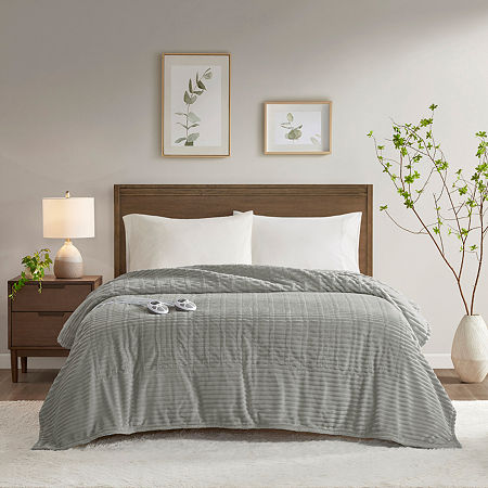 Serta Corded Plush Heated Blanket  Full - Gray
