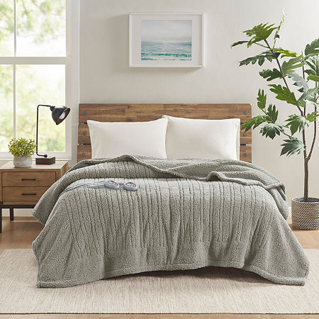 Click here for Madison Park Sherpa Heated Blanket  Full - Gray prices