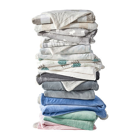 Click here for Linery Velvet Plush Fleece Sherpa Blanket  One Siz... prices
