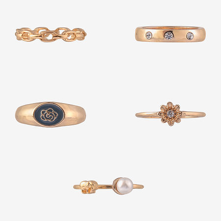 Click here for Arizona Gold Tone Womens Flower Ring Set  One Size... prices