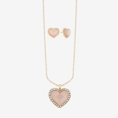 Click here for Monet Jewelry Gold Tone Womens Pink Glass Heart 2-... prices