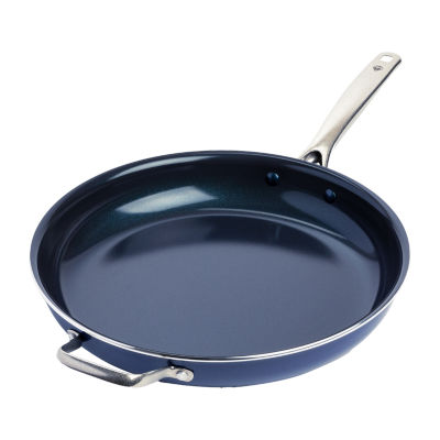 Blue Diamond Infused Ceramic Non-Stick 14" Large Frying Pan with Helper ...