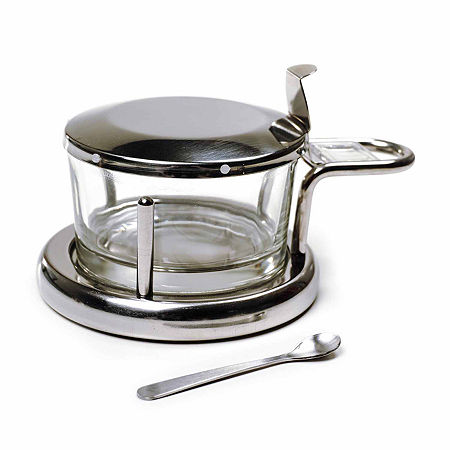 Rsvp International Endurance Stainless Steel 6x4x3 Salt Server and Spoon Set - Gray