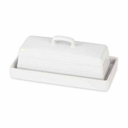 Rsvp International Ceramic Stoneware 8 x 4 x 3 Butter Dish - Silver