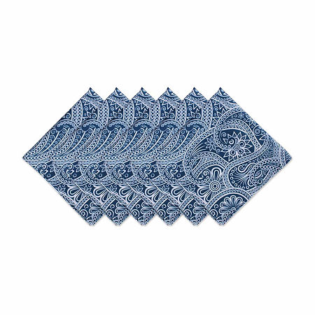 Design Imports Paisley Print Outdoor Napkin  Set of 6 - Blue