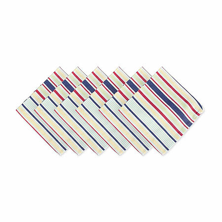 Basic Primary Saturated Stripe Napkin  Set of 6 - Blue