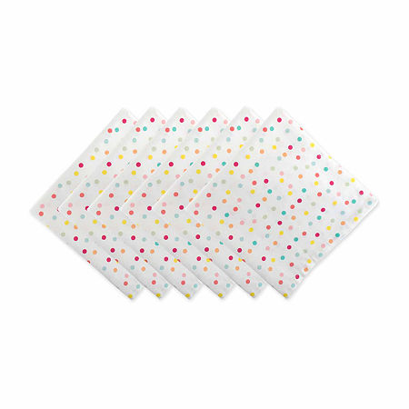 Multi Polka Dots Print Napkin Set of 6 - Aqua