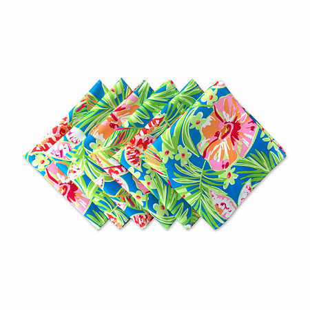 Summer Floral Print Outdoor Napkin Set of 6 - Blue